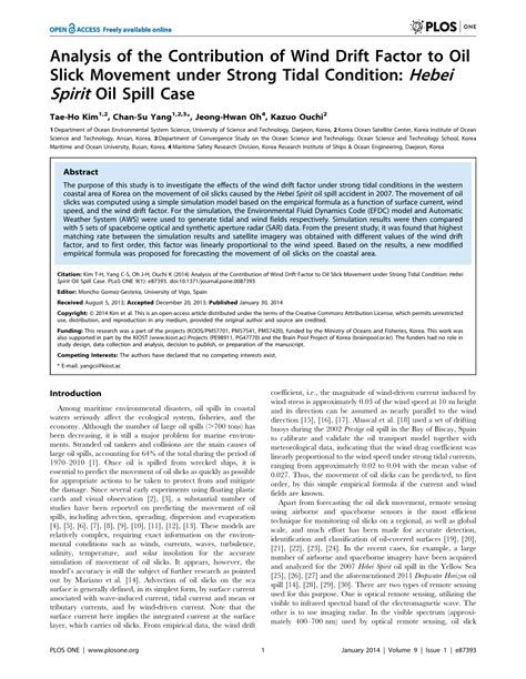 Pdf Analysis Of The Contribution Of Wind Drift Factor To Oil Slick