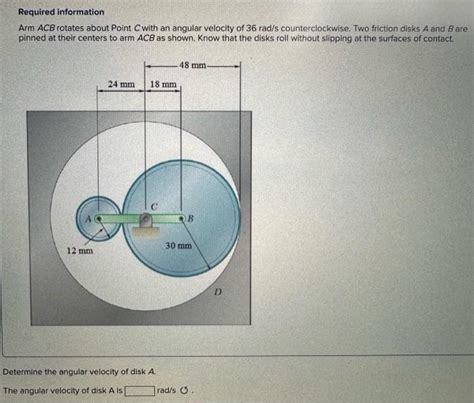 solved a angular velocity of disk b in rad sb angular