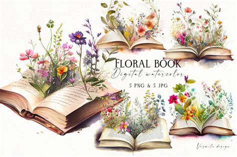 Flower Watercolor Books Graphic By Vasmila Design · Creative Fabrica