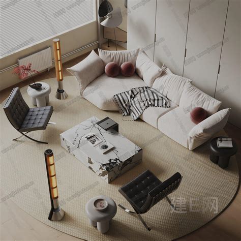 Modern Sofa Coffee Table Combination 3d Model Download Id 102189099