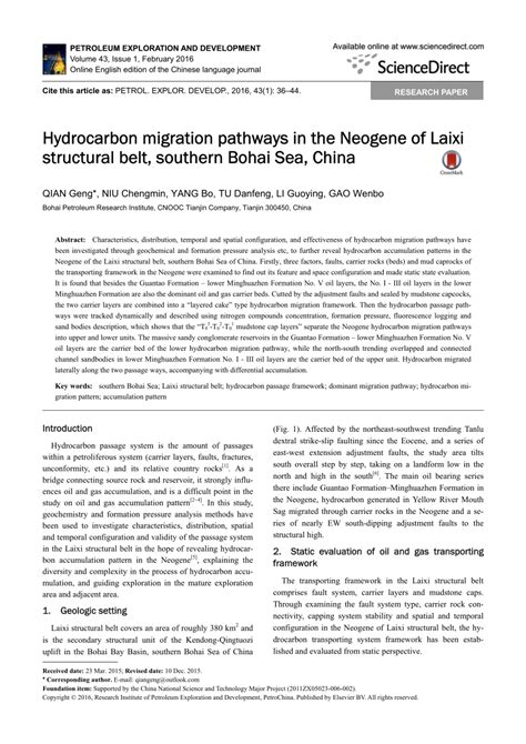 Pdf Hydrocarbon Migration Pathways In The Neogene Of Laixi Structural Belt Southern Bohai Sea