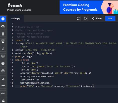 Aashish Raaz Kumar On Linkedin Codingcommunity Python Typingspeedtest Improveyourskills