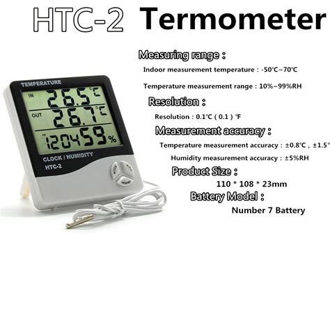 HTC 2 Digital LCD Thermometer Hygrometer Electronic Temperature Humidity Meter Weather Station