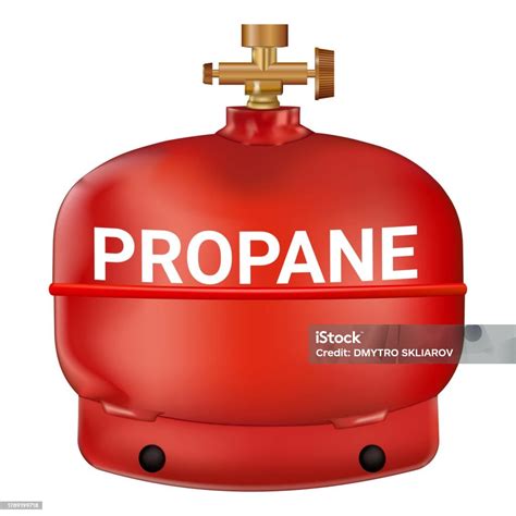 흰색 배경에 분리 된 프로판을 포함하는 빨간색 가스 실린더 캠프 버너 벡터 일러스트 레이 션 기체 물리 구조에 대한 스톡 벡터