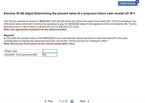 solved exercise 10 3a algo determining the present value