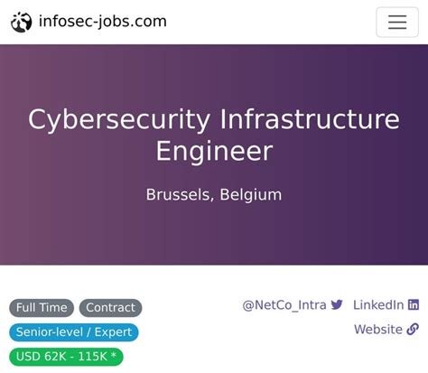 [hiring] cybersecurity infrastructure engineer in brussels belgium r infosec jobs