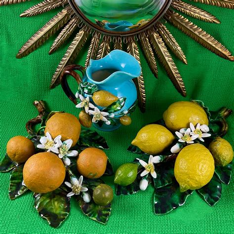 French Palissy Trompe Loeil Menton Perret Gentil Turquoise Lemon Jug