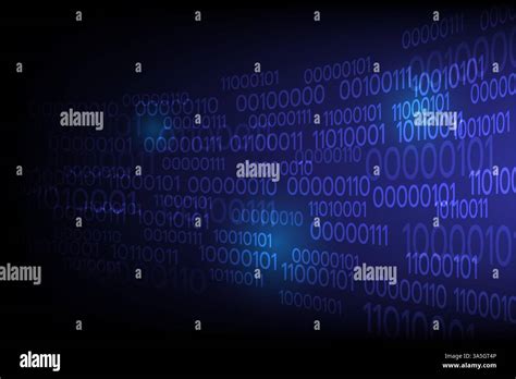 Abstract Technology Binary Code Big Data Random Blue Digits Wall On