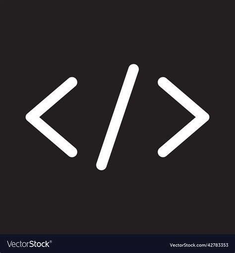 White Code Line Art Icon Royalty Free Vector Image