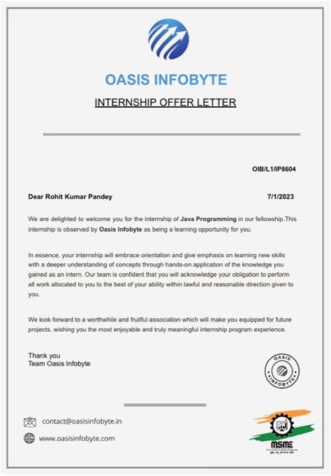 Rohit Pandey On Linkedin Oasisinfobyte Oasisinfobyte Internship