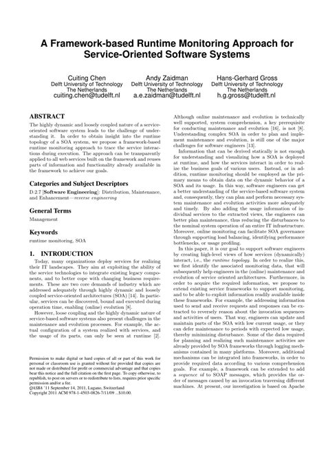 pdf a framework based runtime monitoring approach for service oriented software systems
