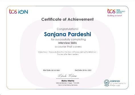 Sanjana Pardeshi On Linkedin Interviewskills Tcsion