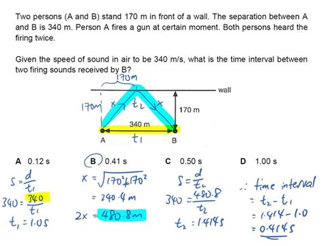 Time Interval Between Two Sounds From A Gun Direct And Reflected