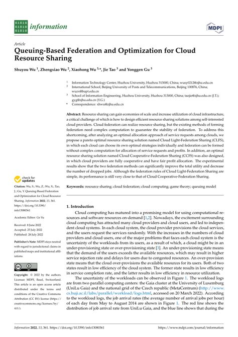Pdf Queuing Based Federation And Optimization For Cloud Resource Sharing