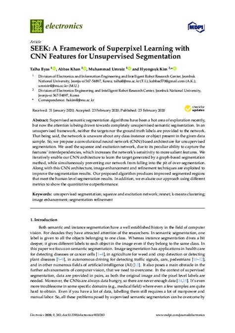 Pdf Seek A Framework Of Superpixel Learning With Cnn Features For Unsupervised Segmentation