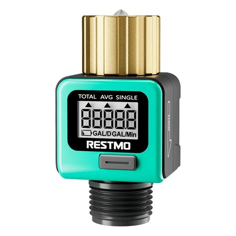 Restmo Water Flow Meter With Brass Inlet Metal Thread Measure Gallon Liter Consumption And Flow