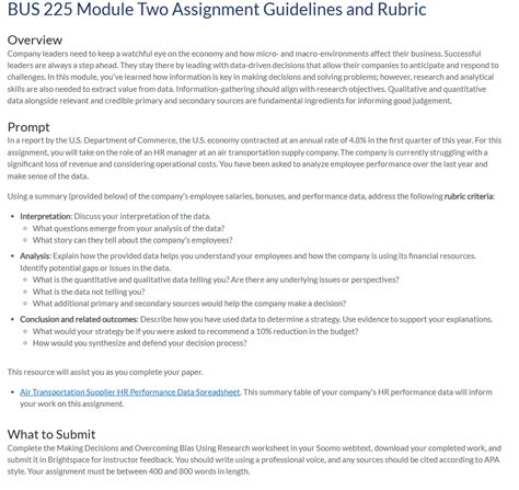 solved bus 225 module two assignment guidelines and rubric