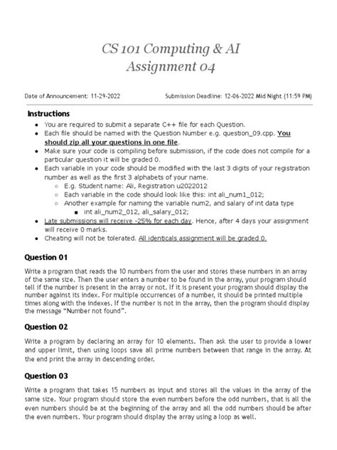 Assignment 04 Cs 101 Pdf Computer Program Programming