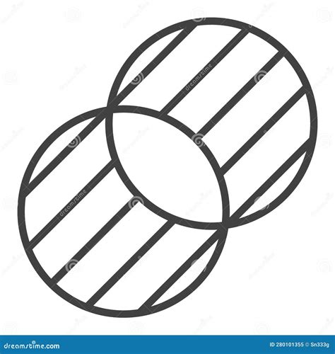 Intersecting Circles Vector Merge Concept Thin Line Icon Stock