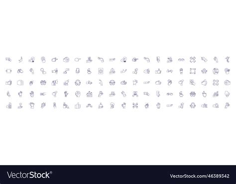 Hands Gestures Set Line Icons Signs Design Vector Image