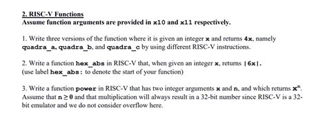 2 Risc V Functions Assume Function Arguments Are