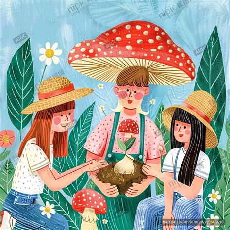 Ai创作图野生菌插画 手绘采蘑菇 采木耳插画 菌菇插画设计 采蘑菇的小姑娘插画 蘑菇包装插画 菌菇包装插画 森系人物插画 菌类插画 菌菇插画 森系主题插画 野生菌包装插画 采摘女孩插画 鸡枞菌