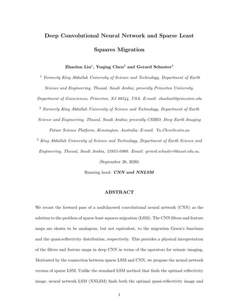 Pdf Deep Convolutional Neural Network And Sparse Least Squares Migration