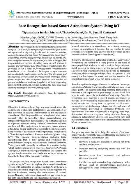 Face Recognition Based Smart Attendance System Using Iot Pdf