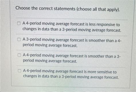 Solved Choose The Correct Statements Choose All That