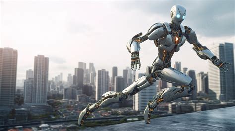 도시를 달리는 회색 로봇 3d 렌더링 로봇 실행 또는 도시 배경으로 점프 고화질 사진 사진 배경 일러스트 및 사진 무료 다운로드 Pngtree