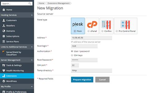 Advanced Migration Mode Plesk Obsidian Documentation