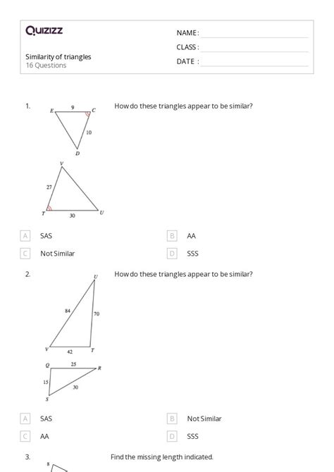 50 Similarity Worksheets For 10th Class On Quizizz Free And Printable
