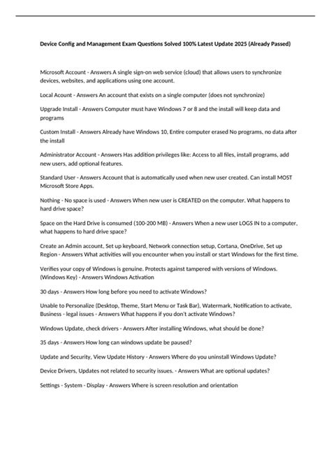 Device Config And Management Exam Questions Solved 100 Latest Update 2025 Already Passed