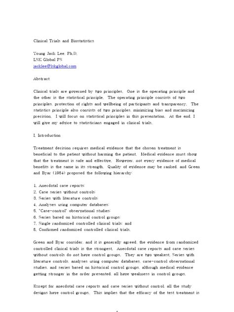 Clinical Trials And Biostatistics Pdf Clinical Trial Statistical Significance