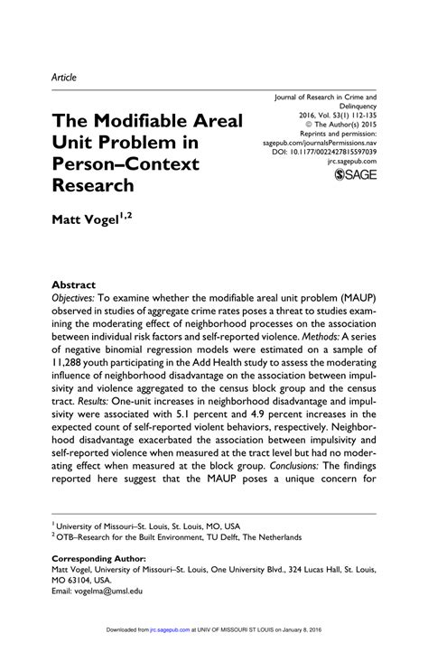 PDF The Modifiable Areal Unit Problem In Person Context Research Published In Journal Of