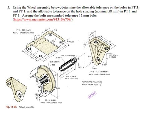 5 Using The Wheel Assembly Below Determine The Allowable Tolerance On The Holes In Pt 3 And Pt 1