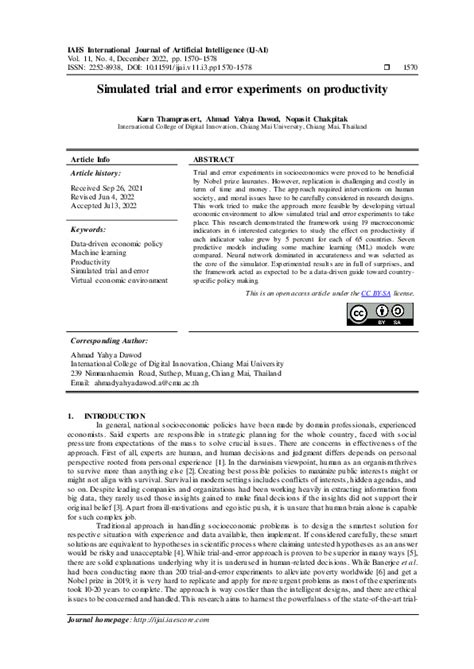 Pdf Simulated Trial And Error Experiments On Productivity