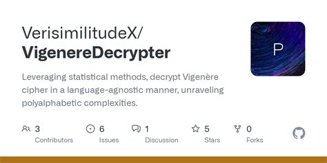 github verisimilitudex vigeneredecrypter leveraging statistical methods decrypt vigenère