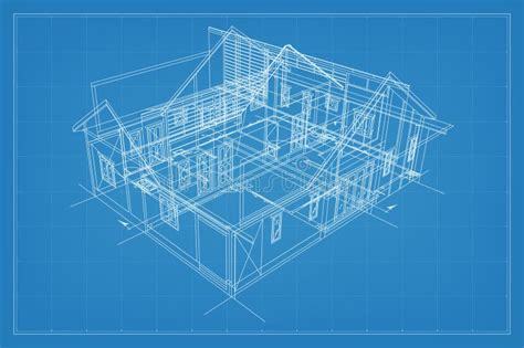 3d Render Of Building Wireframe Structure Perspective Wireframe Of House Exterior Abstract
