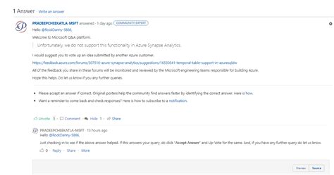 Temporal Table In Azure Synapse Microsoft Q A