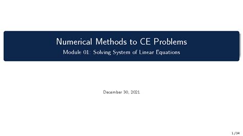 SOLUTION Numerical Methods In Engineering Solving Linear System Of Equations Studypool