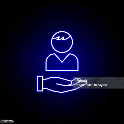 지원 손 우정 개요 파란색 네온 아이콘 우정 선 아이콘의 요소입니다 표지판 기호 및 벡터는 웹 로고 모바일 앱 Ui Ux에 사용할 수 있습니다 개념에 대한 스톡 벡터 아트