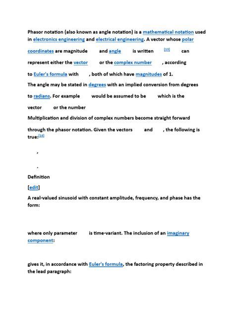 Notation Fasor Pdf Electrical Engineering Mathematics