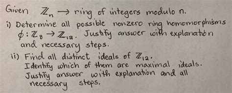 Solved Given To Ring Of Integers Modulo N I Determine All Chegg Com