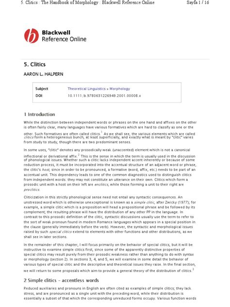 5 Clitics Pdf Morphology Linguistics Morphology