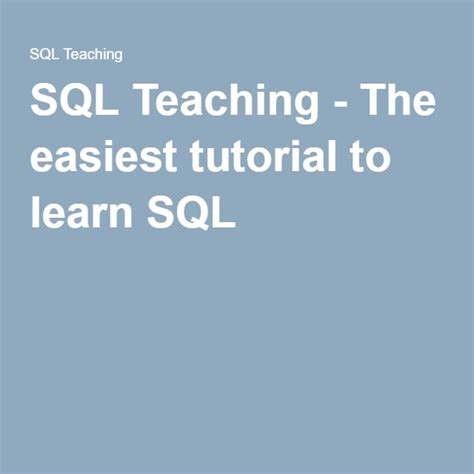 SQL Teaching