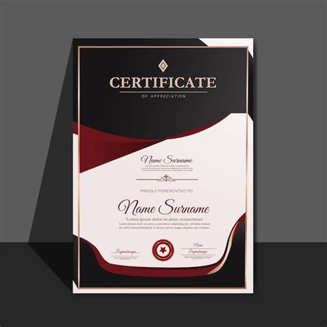 Premium Vector A Certificate With Vector Clean Style Black And Maroon