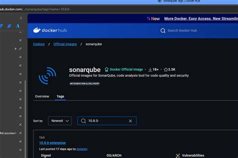 Sonarqube 10 8 0 Is Missing From Docker Hub Sonarqube Server Community Build Sonar Community