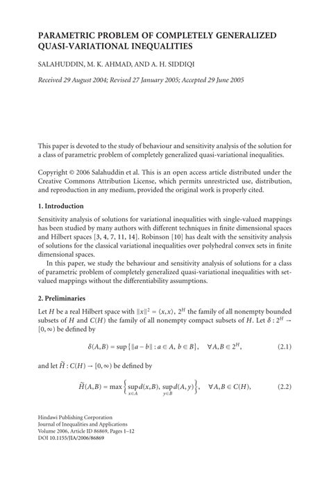 Pdf Parametric Problem Of Completely Generalized Quasi Variational Inequalities