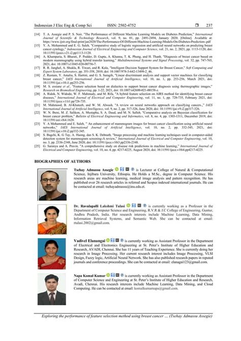 Exploring The Performance Of Feature Selection Method Using Breast Cancer Dataset Pdf